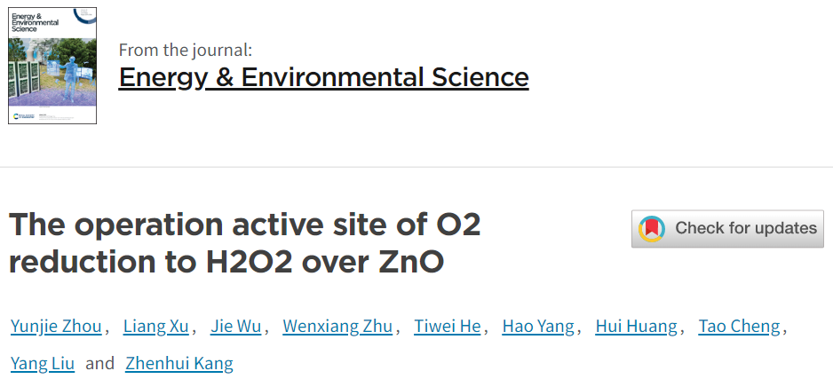 苏州大学EES：近100%选择性！ZnO@ZnO2助力ORR制H2O2 | 微算云平台